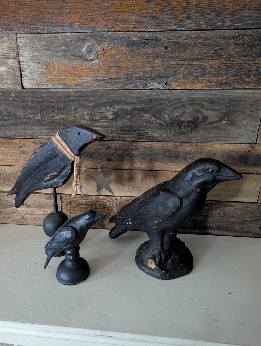Vintage Crow Figure Collection Set of Three Primitive Crow Decor - Etsy