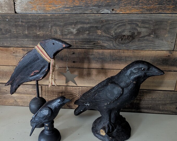 Vintage Crow Figure Collection Set of Three Primitive Crow Decor - Etsy