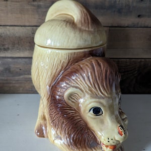 Lion Cookie Jar 1950 Vintage Ceramic Crouching Lion Cookie Jar - Etsy