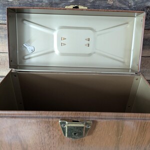 Portafile Wood Look Metal File Box With Key Vintage Office Storage - Etsy