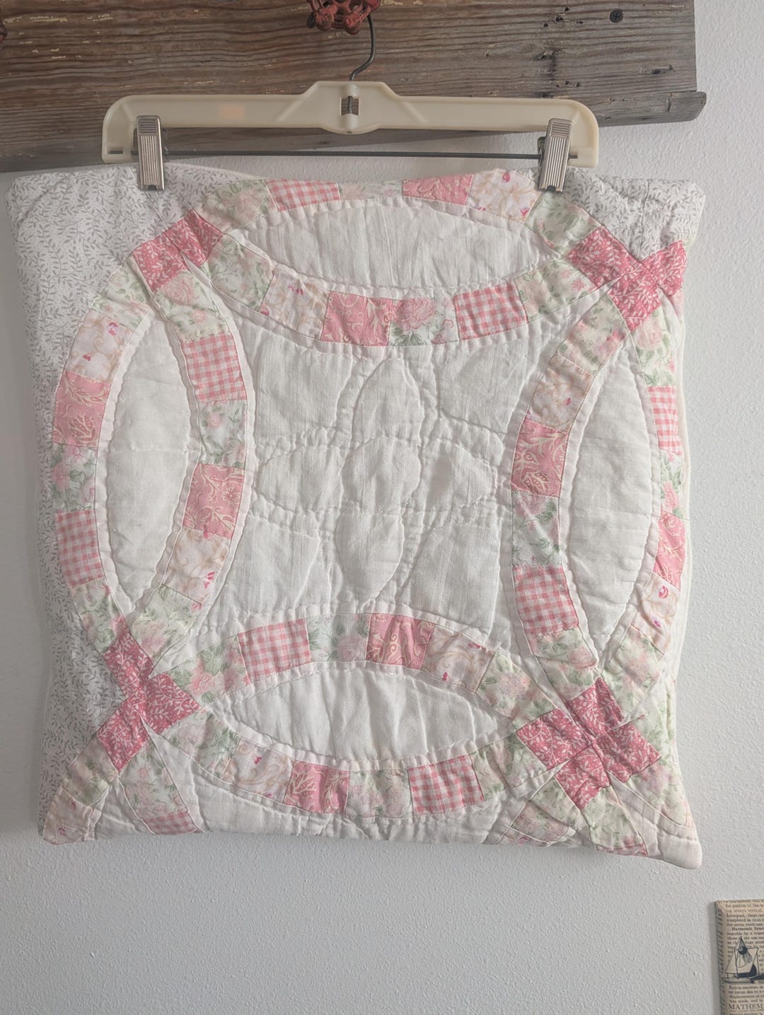 Upcycled Quilt Block Pillow Cover Envelope Closure Pink White - Etsy