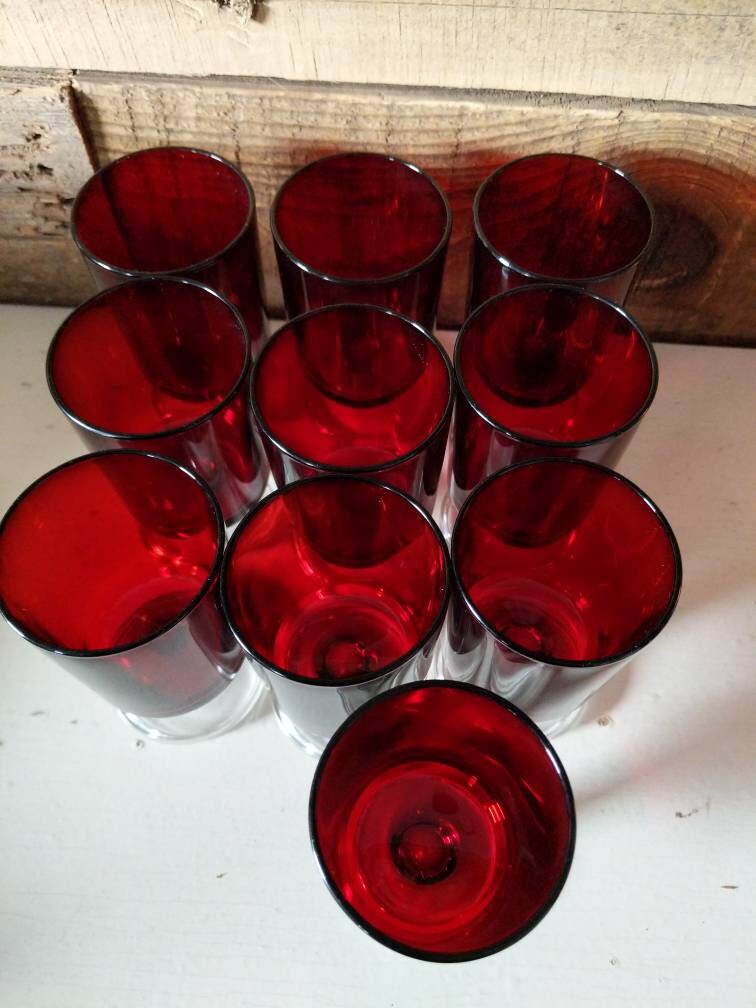 Mid Century Modern Luminarc Cavalier Ruby Red Glassware Set of Ten - Etsy