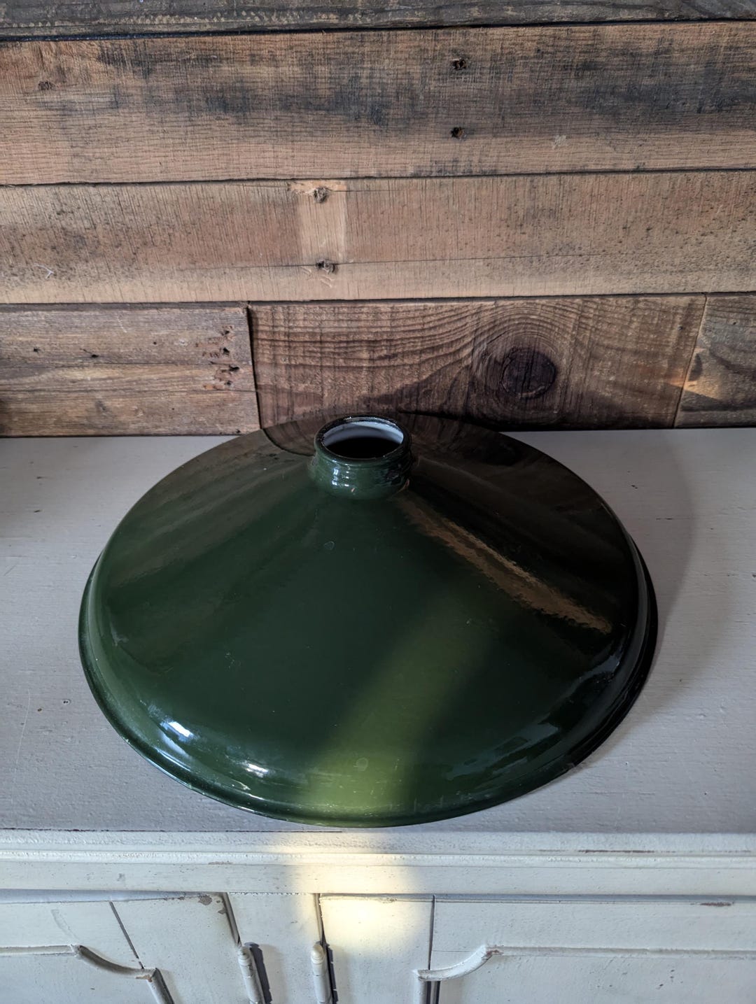 Enamel Lamp Shade Green Industrial Salvage Barn Light Shade Reclaimed ...