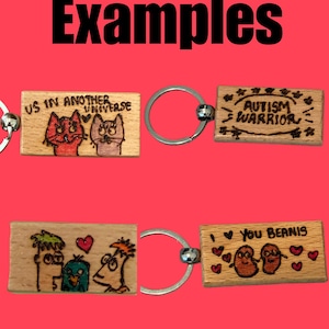 Custom Rectangle Woodburn Keychain - Etsy