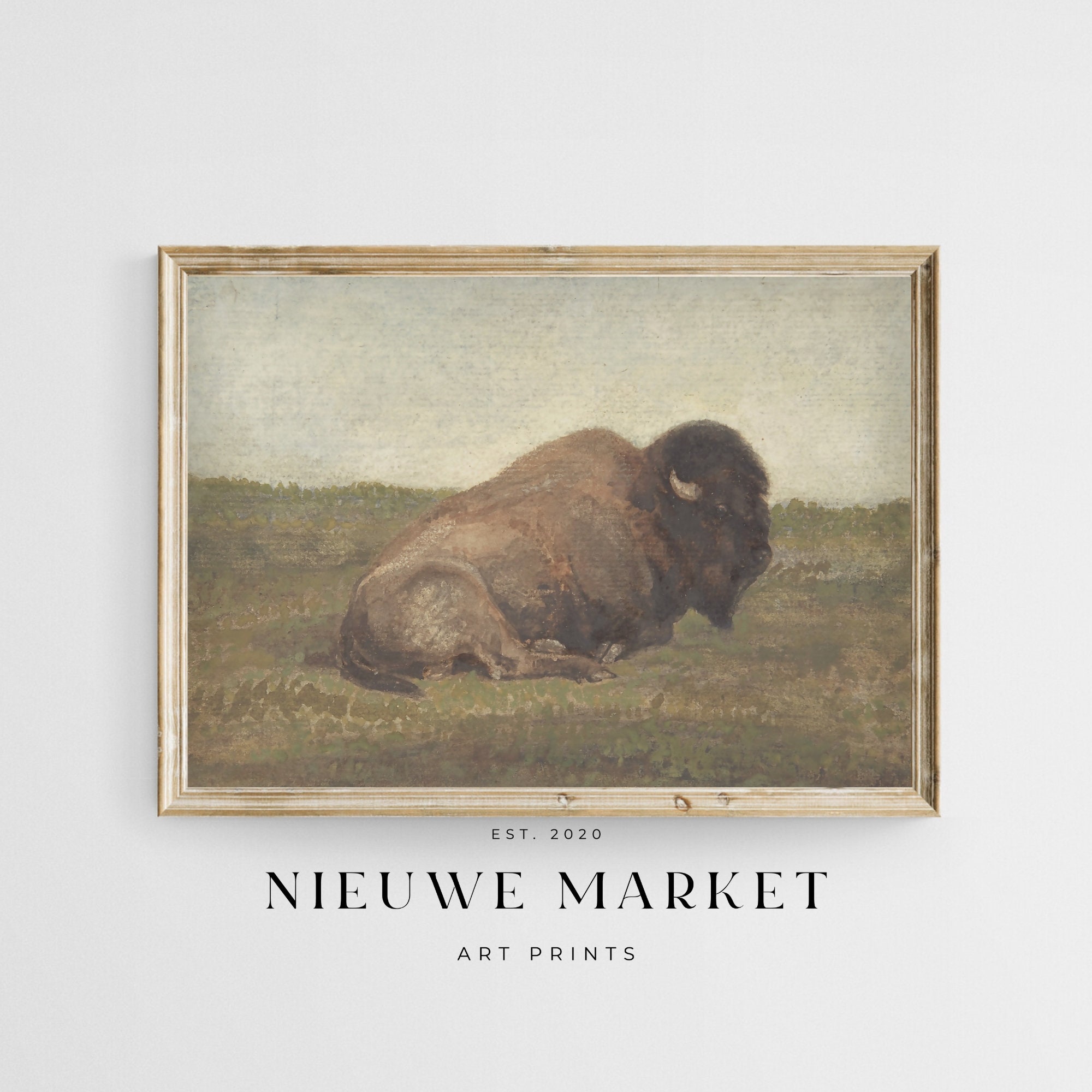 Bison Wall Art, Buffalo Print, Vintage Wall Decor, Western Wall Art ...