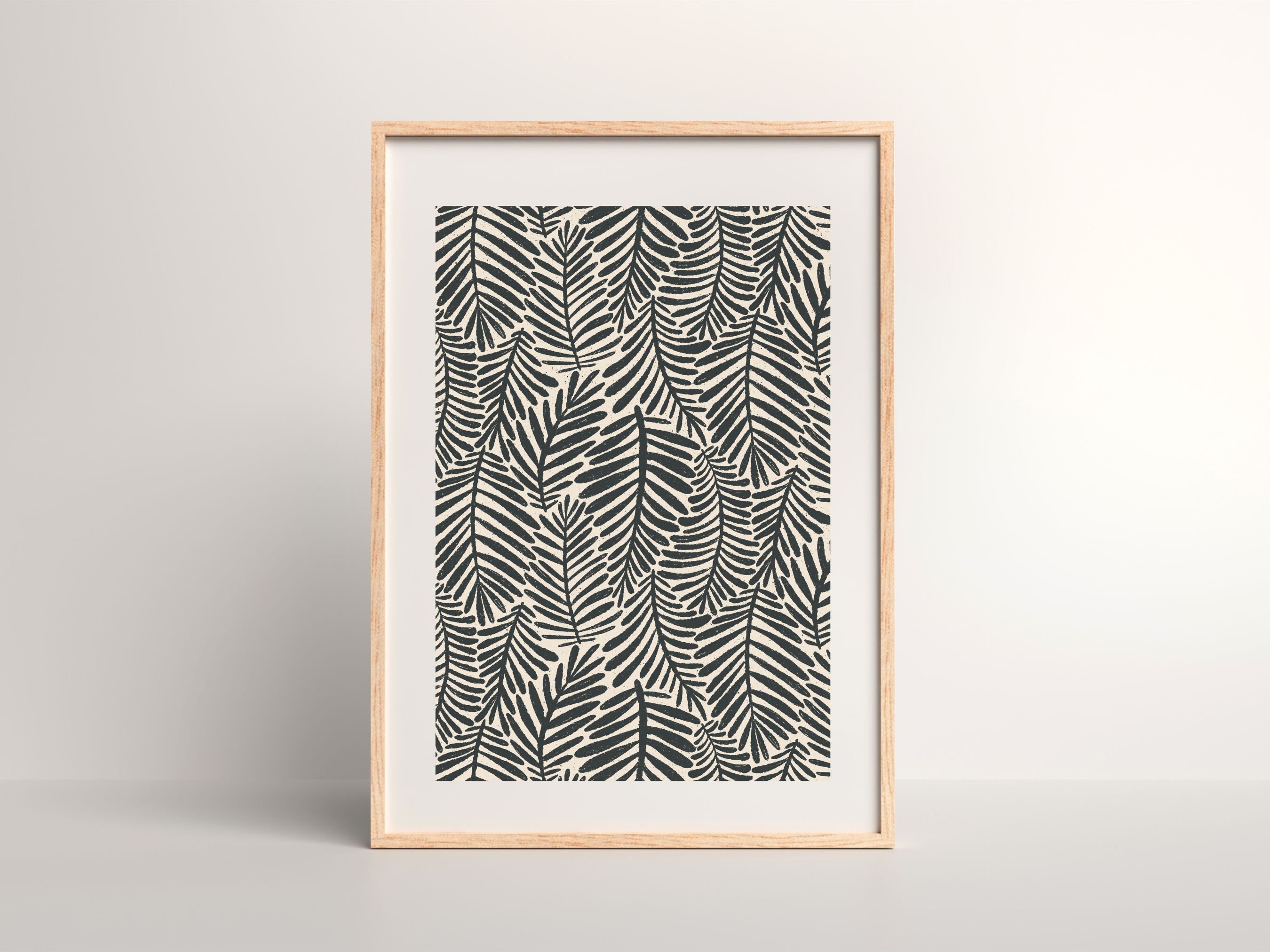 Black and Tan Floral Leaves Seamless Hand Drawn Flowers Botanical Art ...