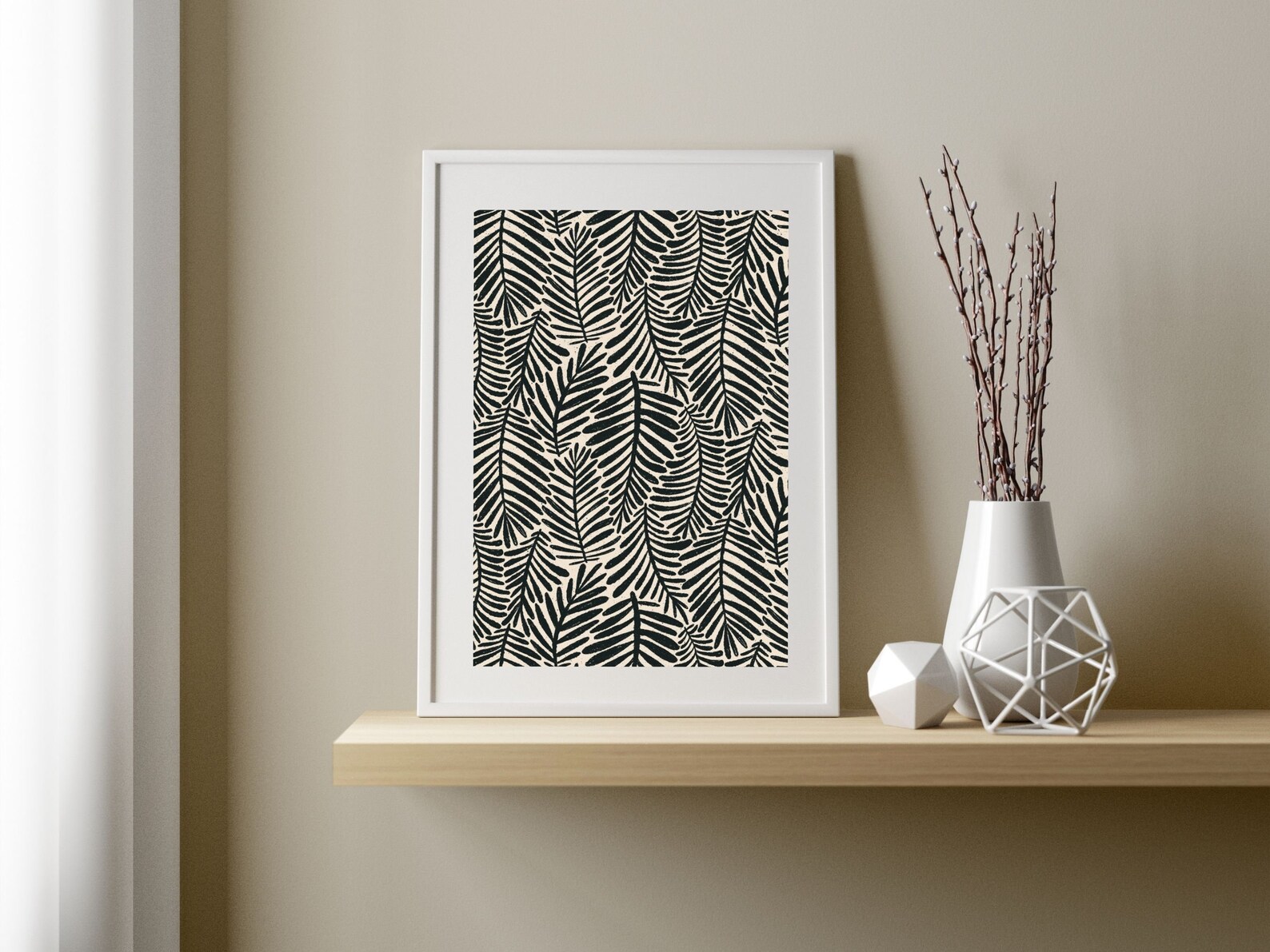 Black and Tan Floral Leaves Seamless Hand Drawn Flowers Botanical Art ...