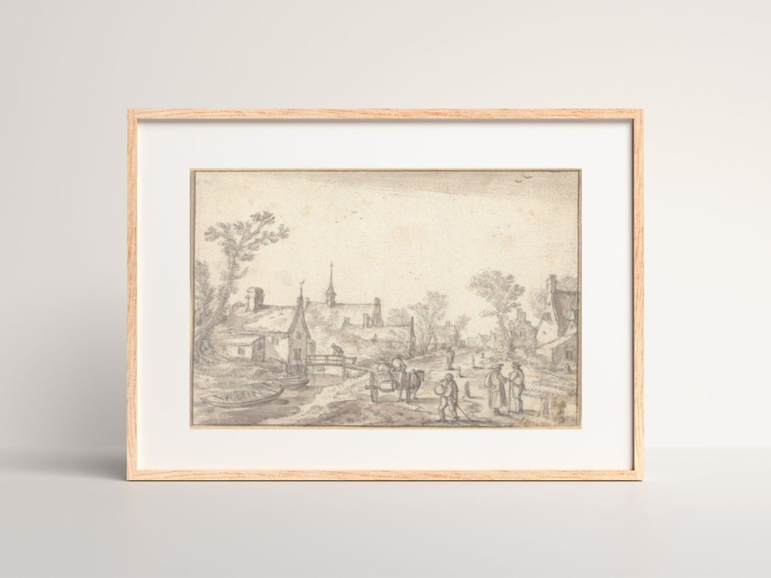 Vintage Minimalist Drawing Wall Art Graphite Sketch Landscape - Etsy