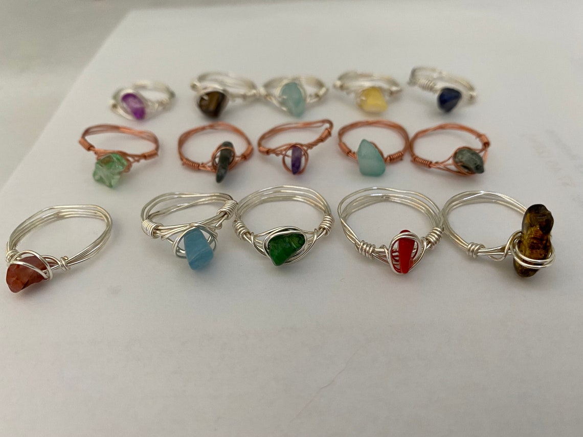 Wire Wrapped Crystal Rings - Etsy