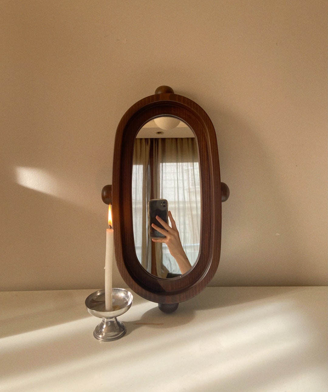 Wooden Oval Mirror Frame With Dots Big One - Etsy