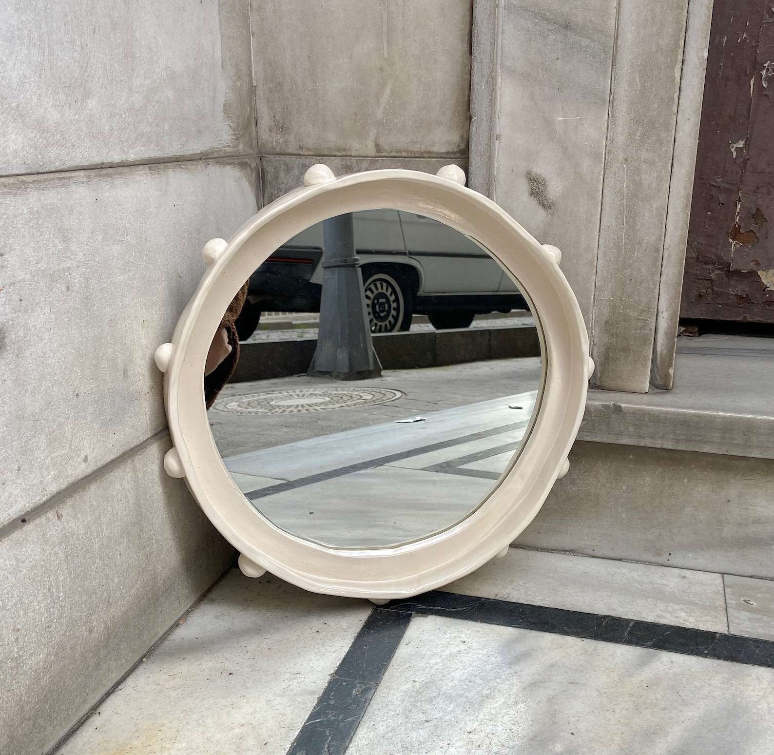 Handmade Ceramic Frame Mirror - Beige Brown Speckled - Etsy