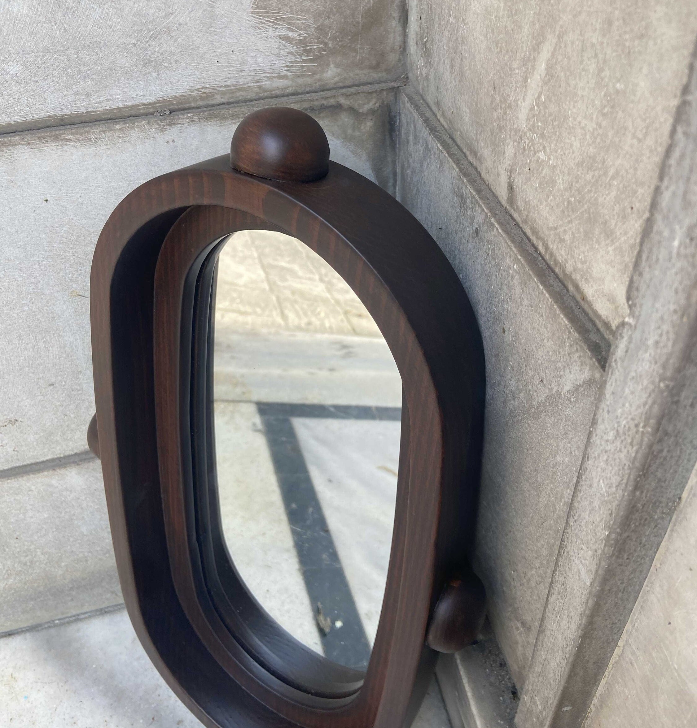 Wooden Oval Mirror Frame With Dots - Etsy