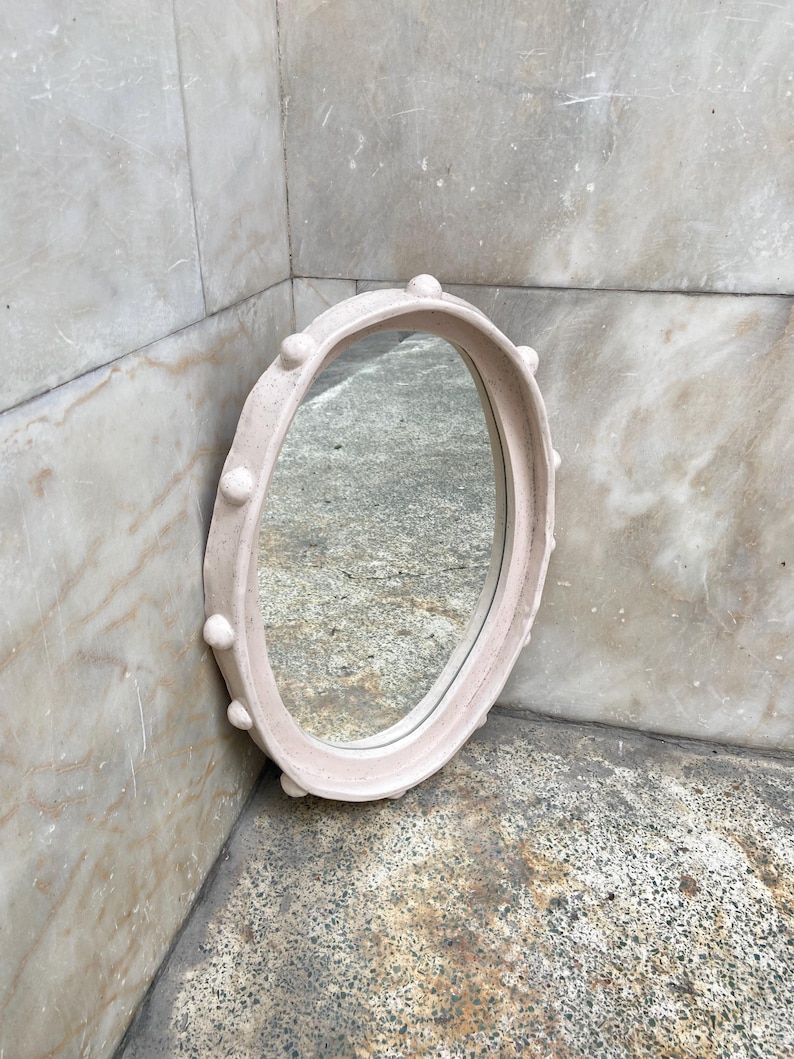 Oval Big Mirror Frame With Dots - Handmade Ceramic - Etsy