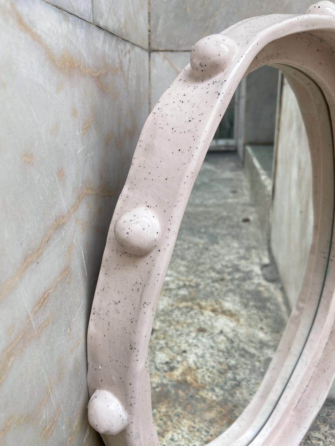 Oval Big Mirror Frame With Dots - Handmade Ceramic - Etsy