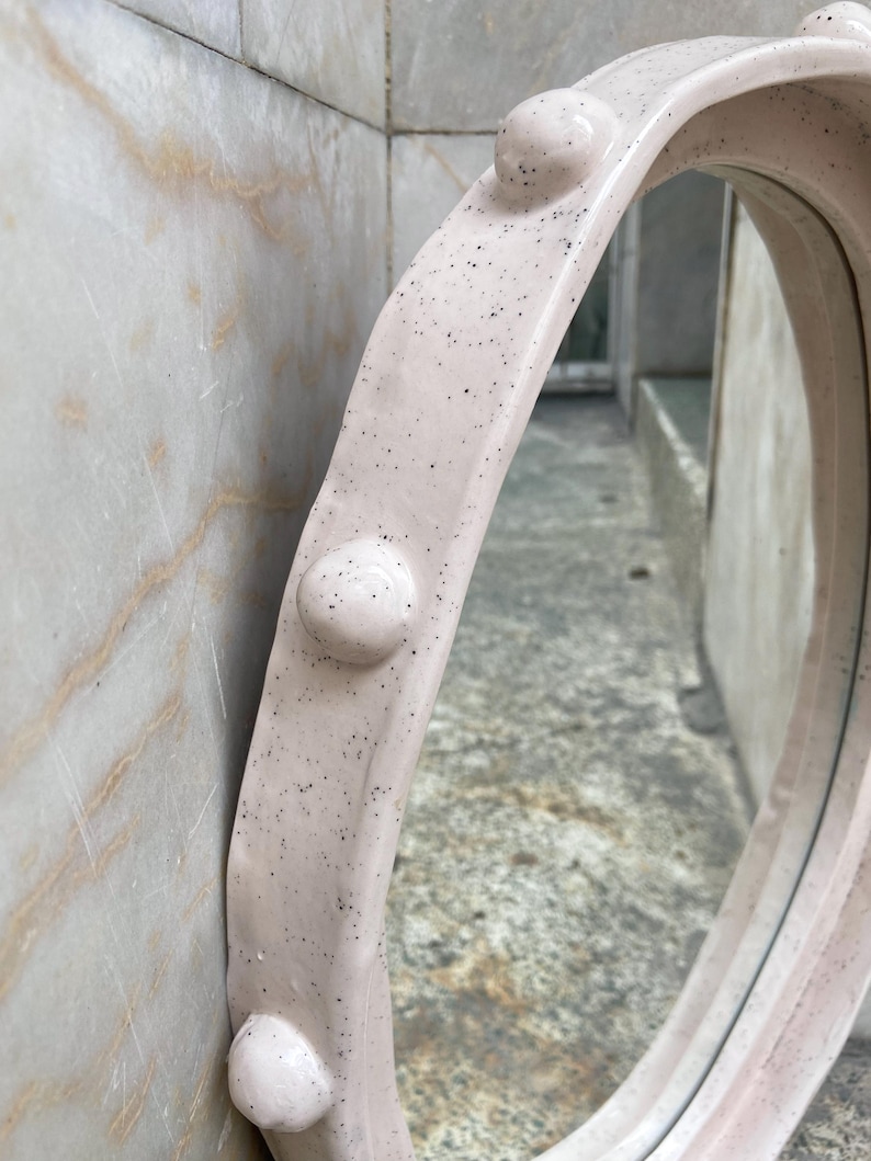 Oval Big Mirror Frame With Dots - Handmade Ceramic - Etsy