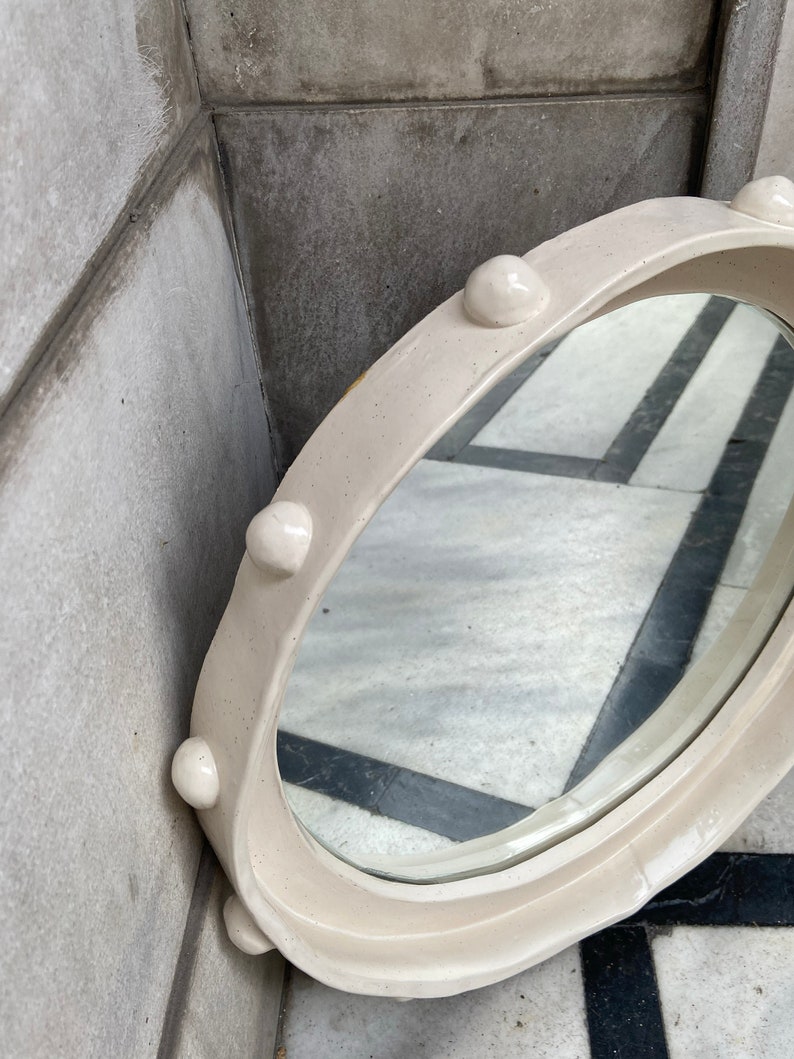 Handmade Ceramic Frame Mirror - Beige Brown Speckled - Etsy
