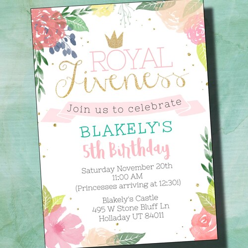 Royal Fiveness Invitation Fifth Birthday 5th Five | Etsy