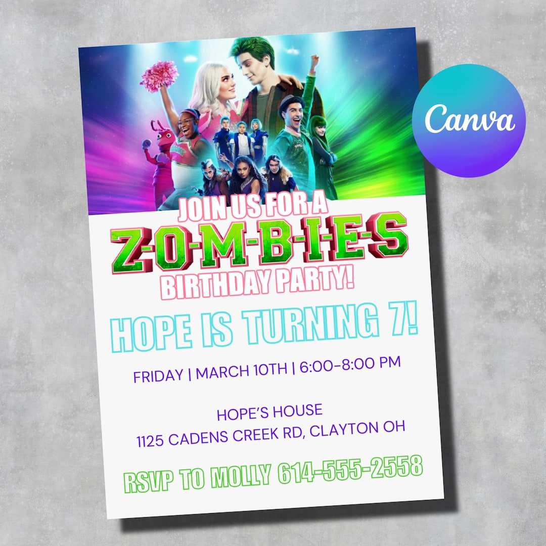 Zombies Custom Birthday Party Invitation Digital File, Zombies Party ...