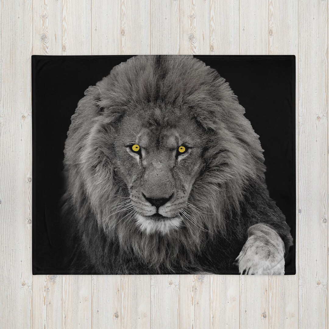 Black and White Lion Throw Blanket - Etsy