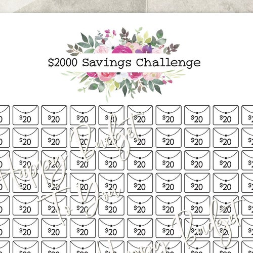 Printable Savings Challenge 2000 Cash Savings Challenge - Etsy