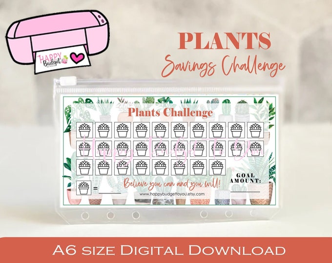 A6 Size Plants Savings Challenge, Printable Plants Savings Tracker ...
