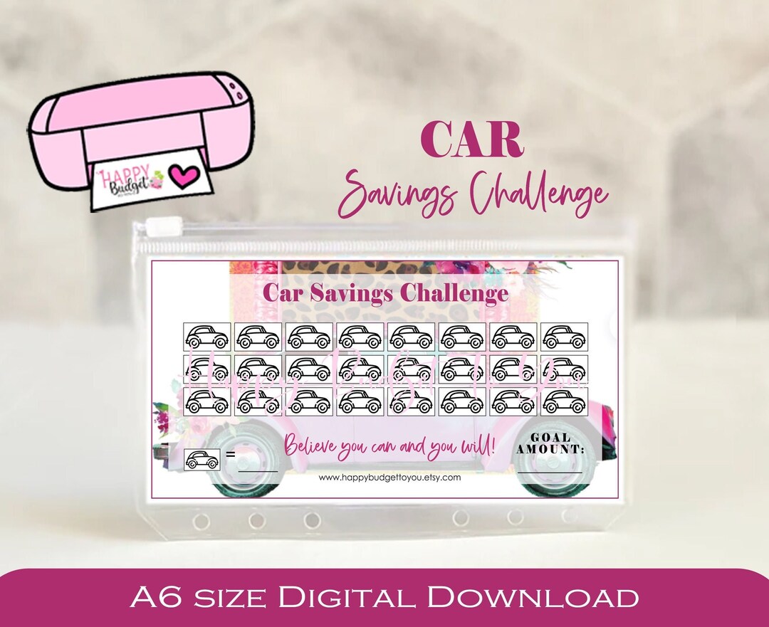 Printable Car Savings Challenge, Printable Car Savings Tracker, Digital ...