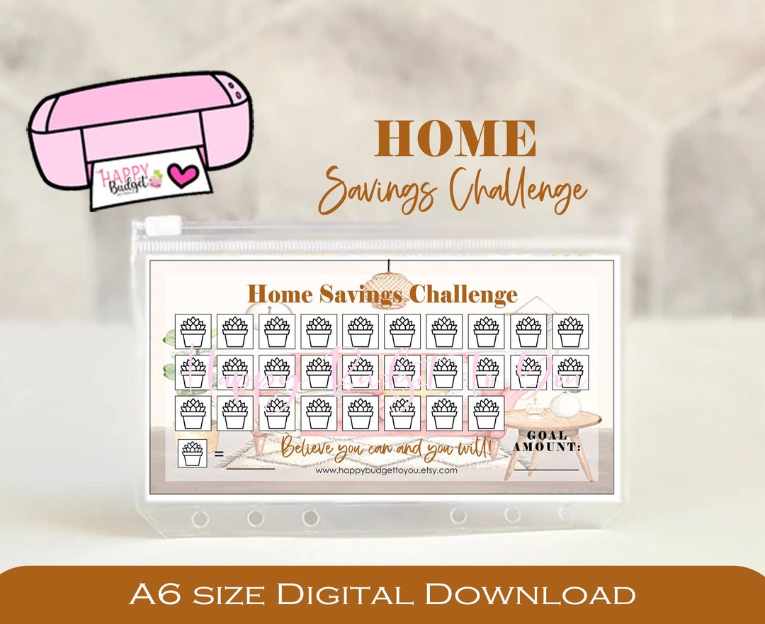 Home Savings Challenge, Printable Home Savings Tracker, Digital ...
