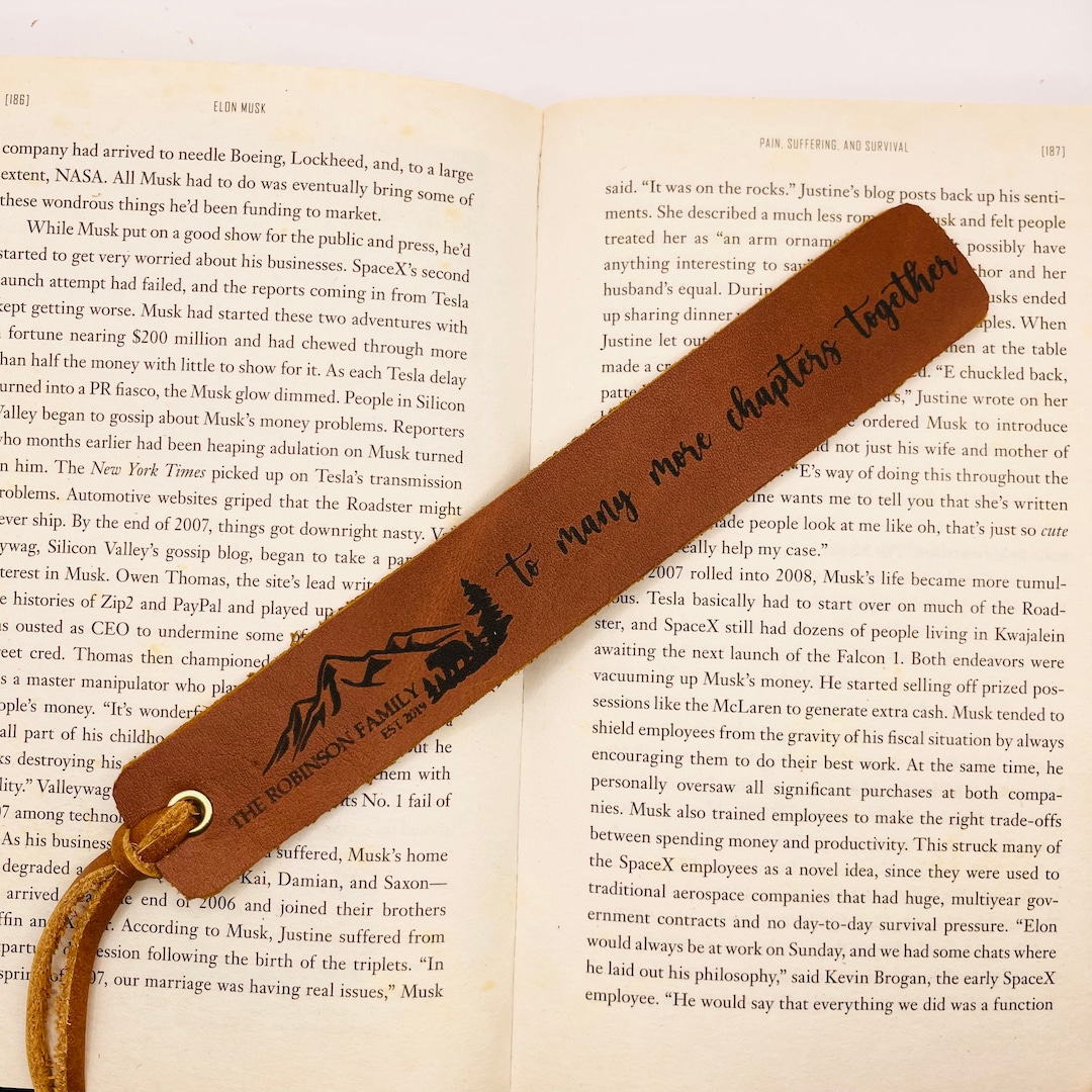 Leather Bookmark, Personalized 3rd Anniversary Bookmark, Leather ...