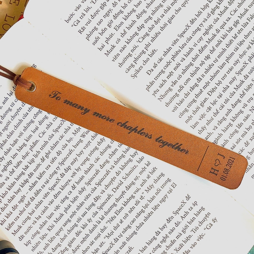 Leather Bookmark, Personalized 3rd Anniversary Bookmark, Leather ...