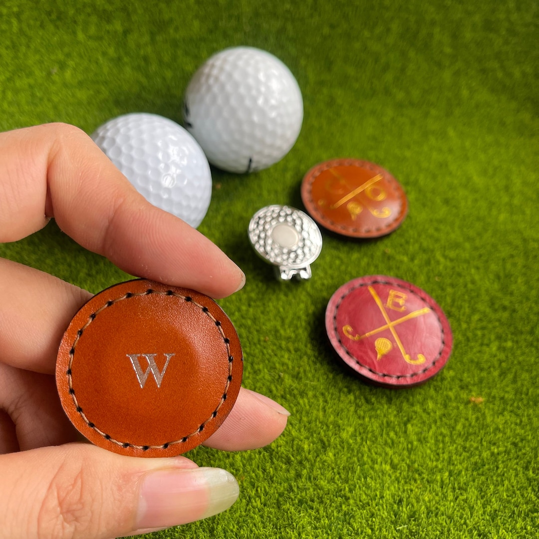 Personalized Leather Golf Marker SET OF 2 | Premium Golf Gifts | Gifts ...