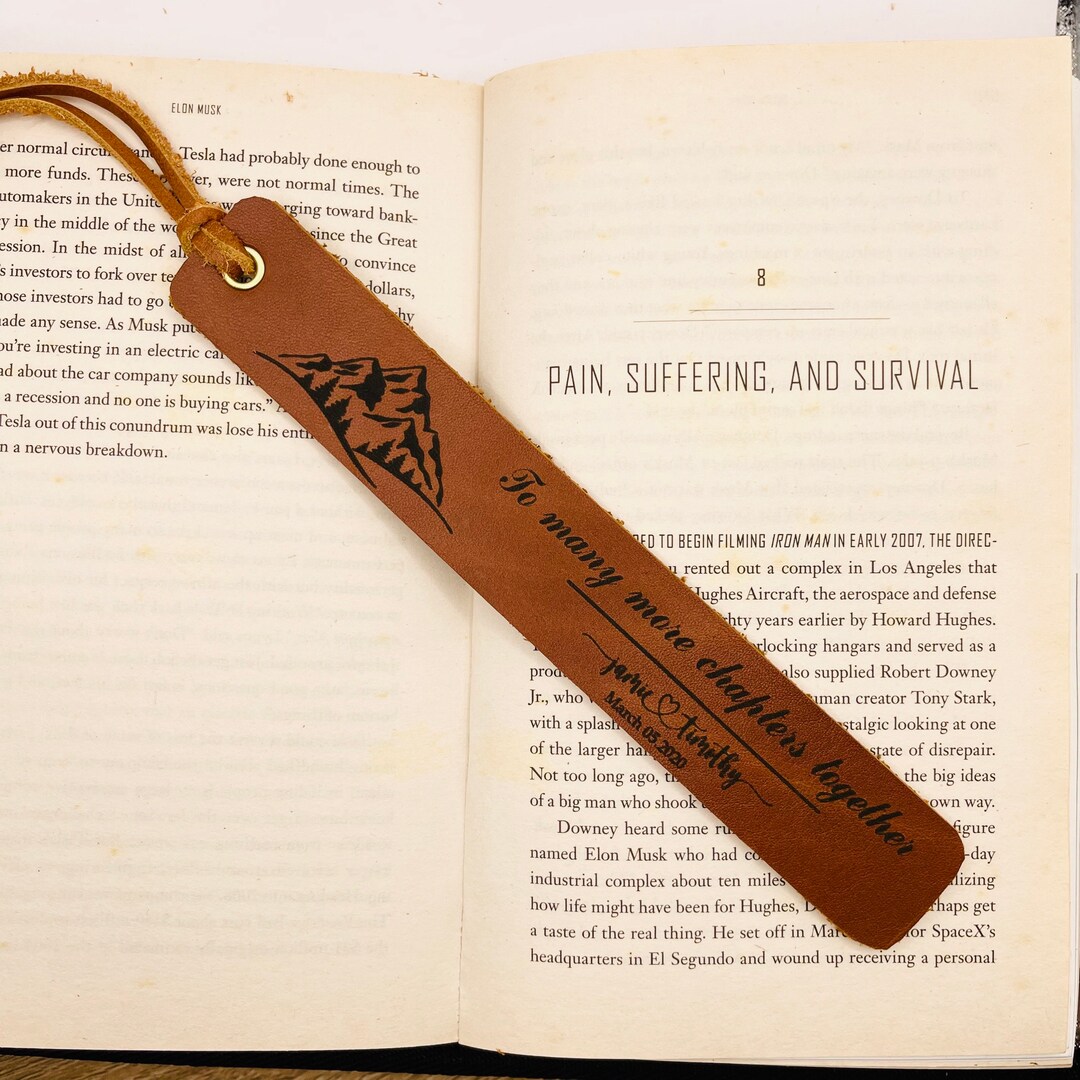 Leather Bookmark, Personalized 3rd Anniversary Bookmark, Leather ...