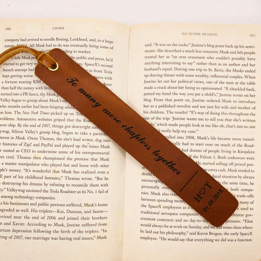 Leather Bookmark, Personalized 3rd Anniversary Bookmark, Leather ...