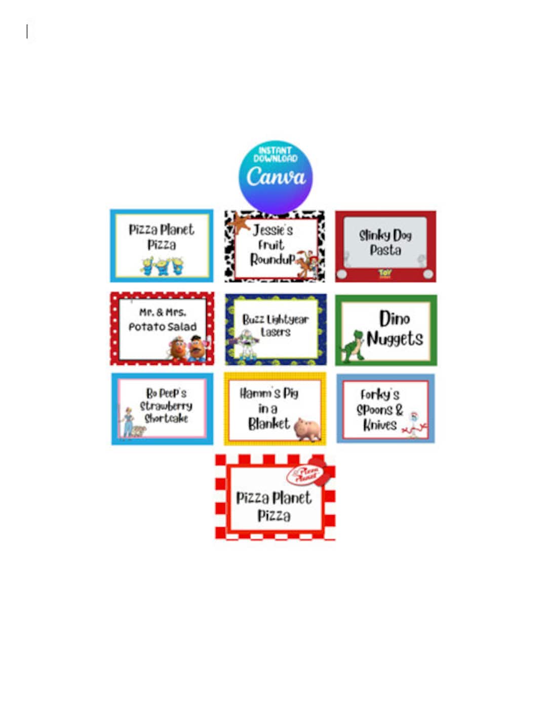 CANVA Digital Toy Story Food Tents | Toy Story Party | Food Signs | Toy ...
