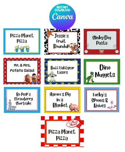 CANVA Digital Toy Story Food Tents | Toy Story Party | Food Signs | Toy ...
