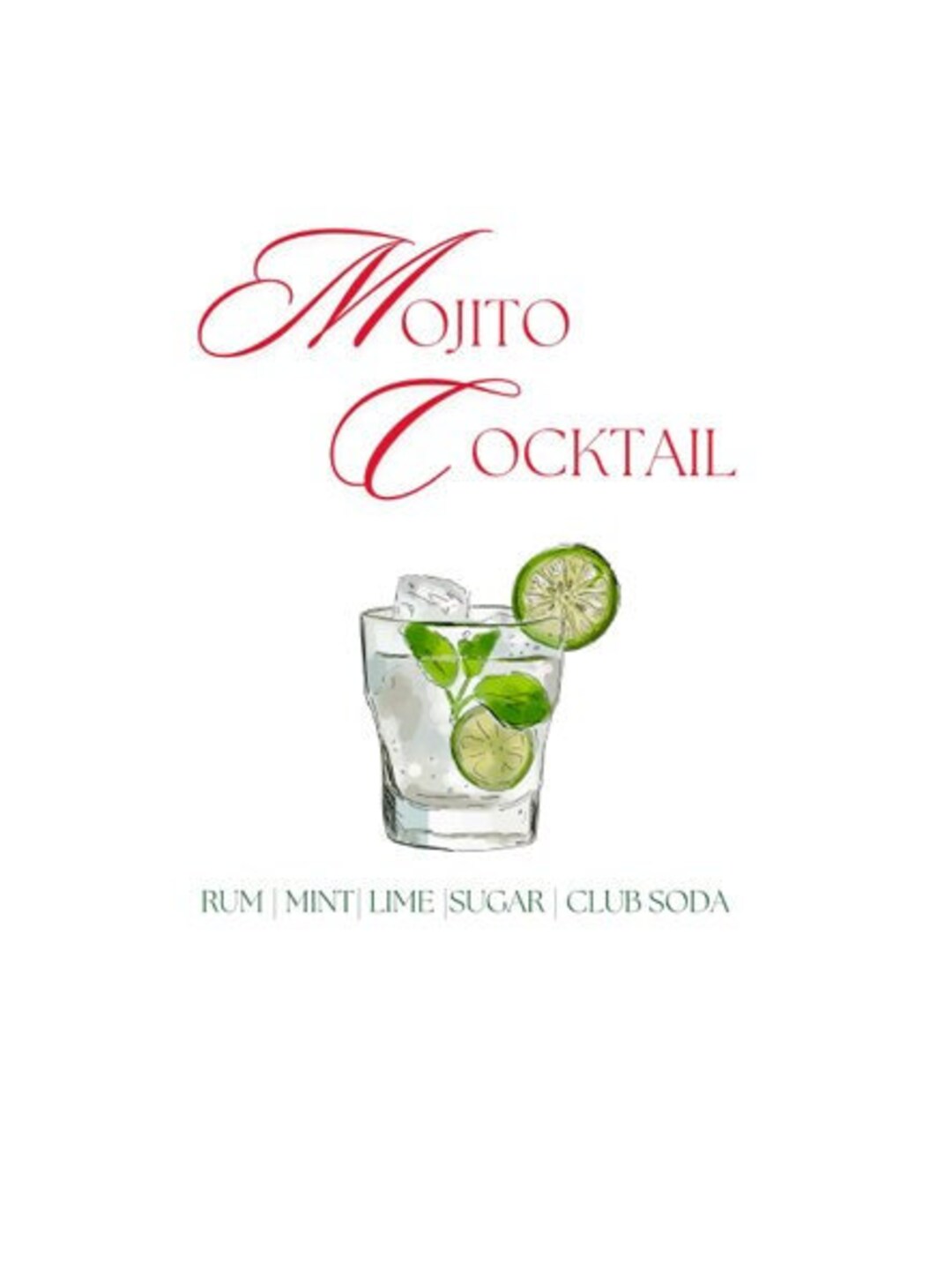 DIGITAL Mojito Sign | 8 X 10 | Cocktails Sign | Printable | Signature ...