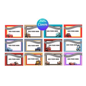 CANVA Editable Digital Cars Food Tents | Cars Party | Food Signs | Car ...
