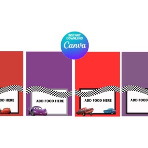 CANVA Editable Digital Cars Food Tents | Cars Party | Food Signs | Car ...