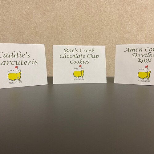 Golf Party Food Labels Masters Birthday Place Cards Hole in - Etsy