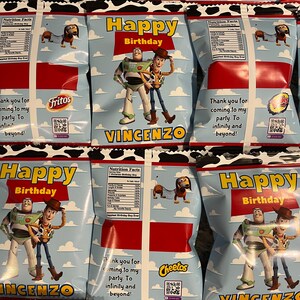 Personalized Woody and Buzz Chip Bags Digital pdf and Folded and ...