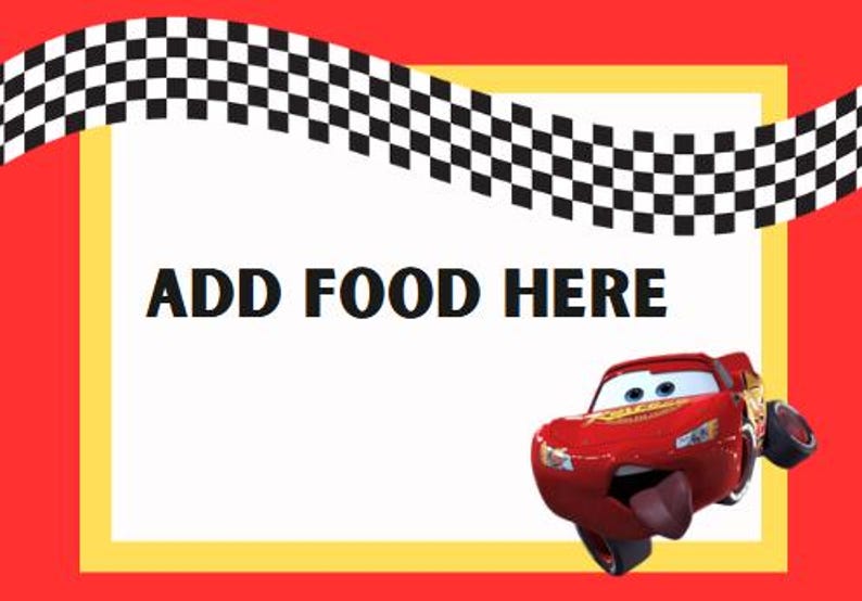 CANVA Editable Digital Cars Food Tents | Cars Party | Food Signs | Car ...