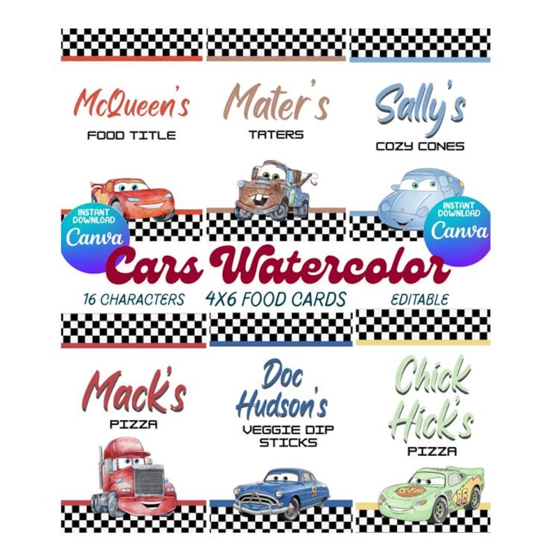 Cars Food Sign Decoration - Etsy