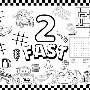 Printable Cars 2 Fast Activity Sheet | Cars Party | Coloring | Car ...