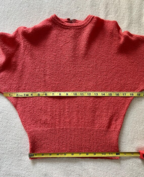 1940s 1950s Toby Berman Coral Pink Wool Chenille Pull… - Gem