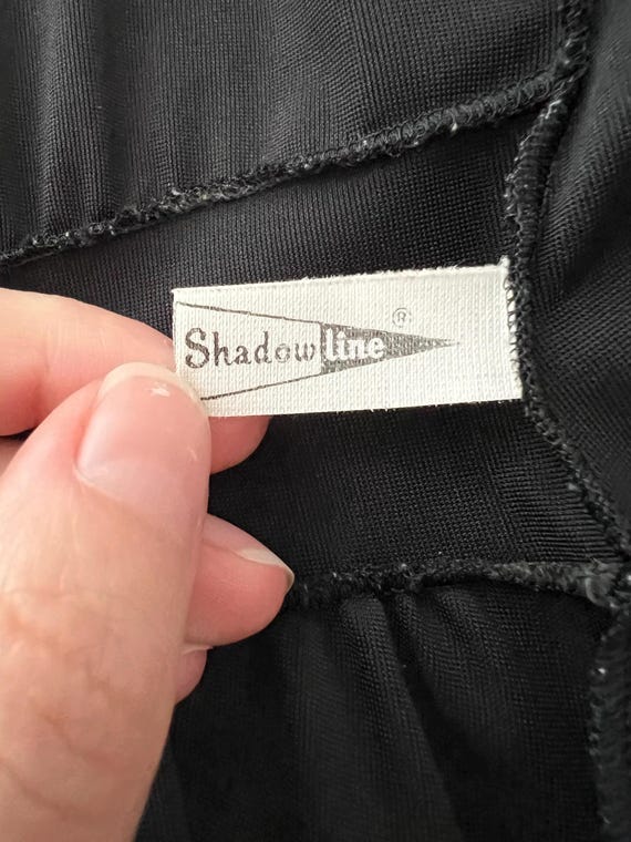 1970s 1980s Vintage Shadowline Black Long Peignoir Ni… - Gem