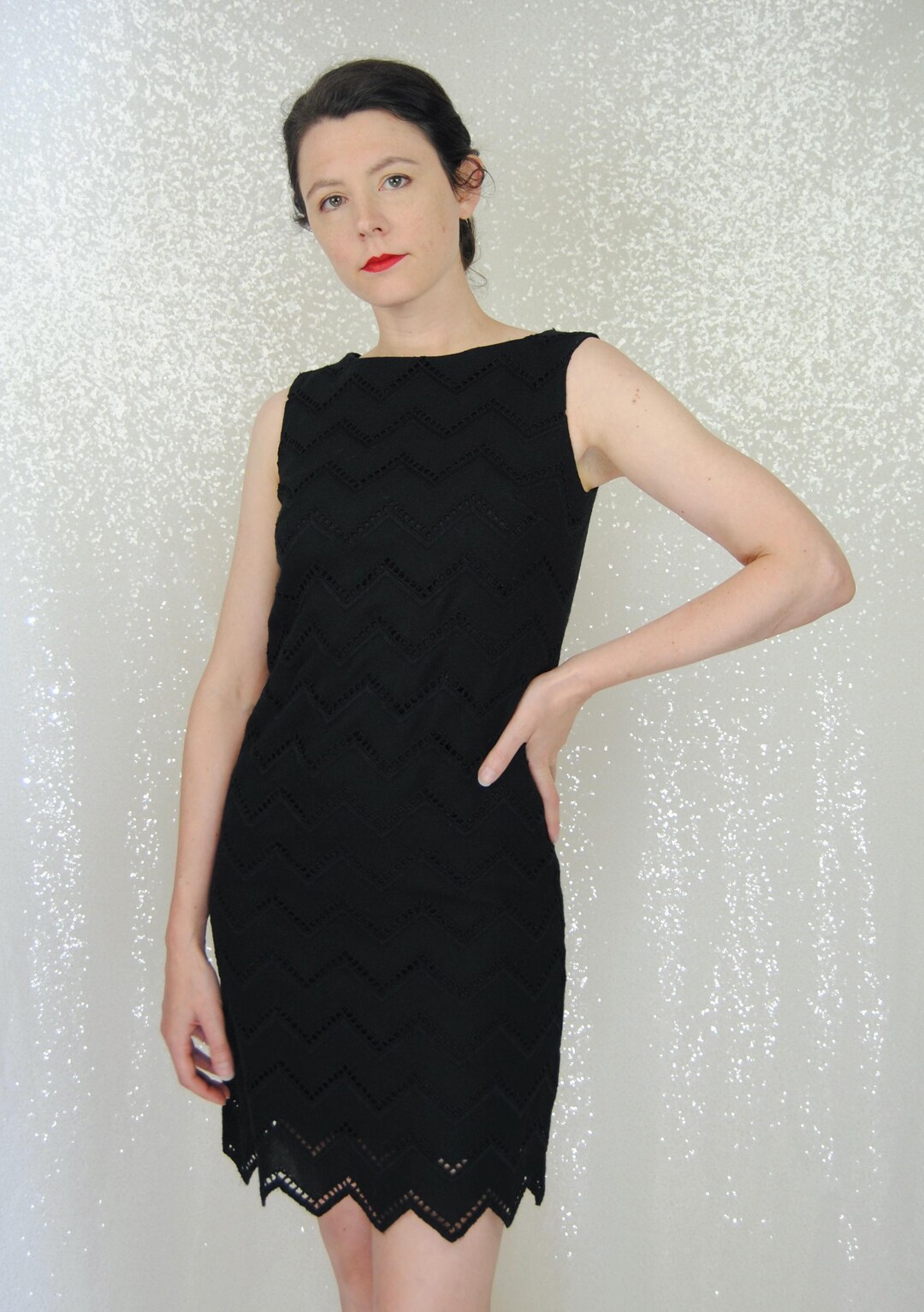 1960s Vintage "juniors by Suzette" Unique Black Shift Dress With ...