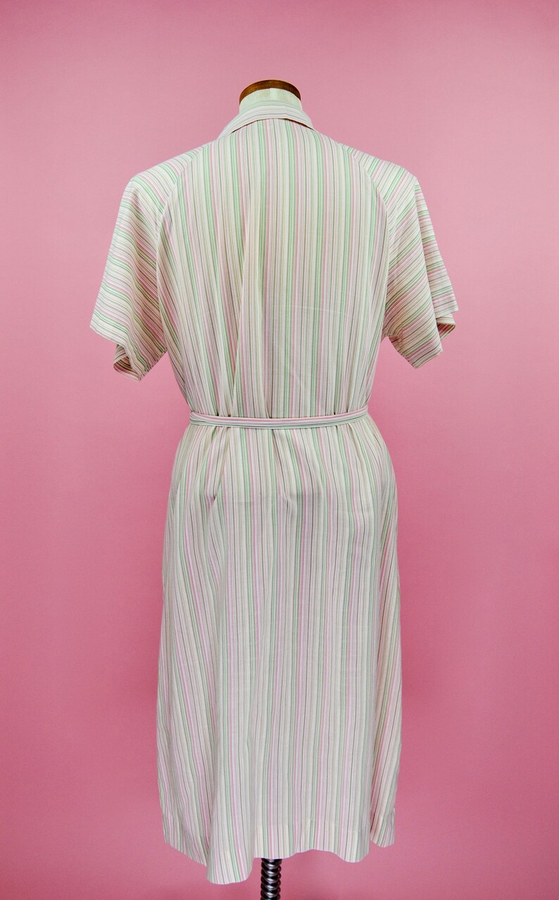 1960s "dee Dee by Decatur" Striped Pink and Green House Dress - Lg - Etsy