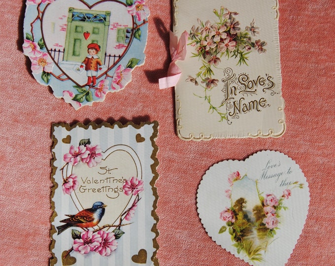 Bundle of 4 Vintage / Antique Valentines Day Cards - Etsy