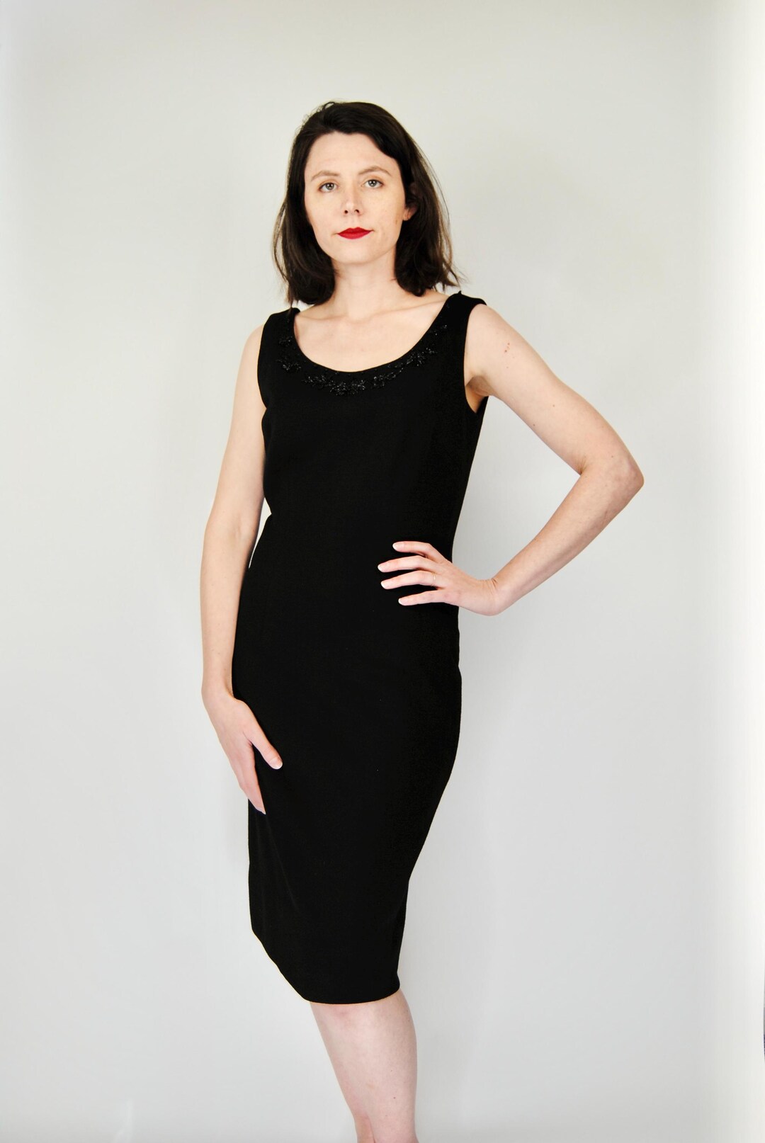 1960s Vintage Banff Beaded Black Wool Cocktail Winter Dress - Sm to Md ...