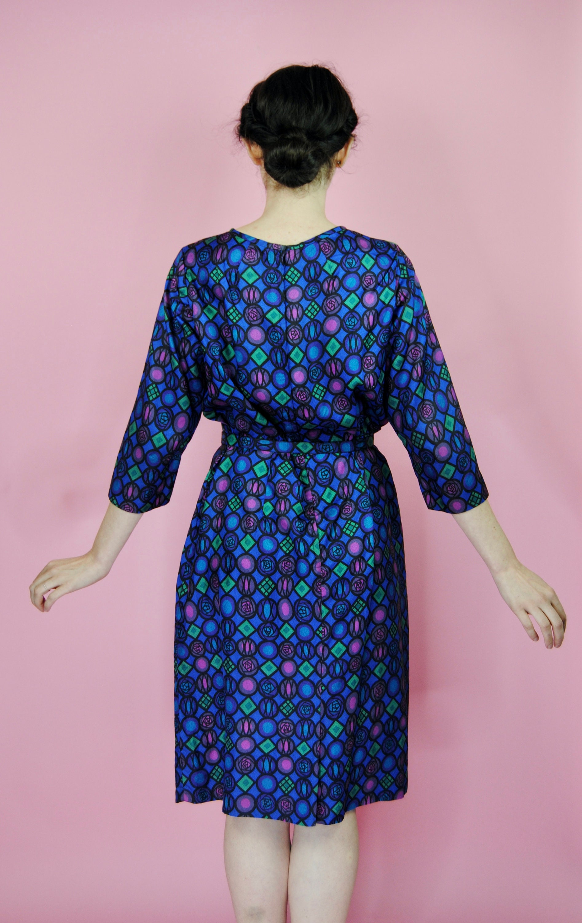 1960s Psychedelic Cocktail Dress in Jewel Tones - XL or 1X - Etsy