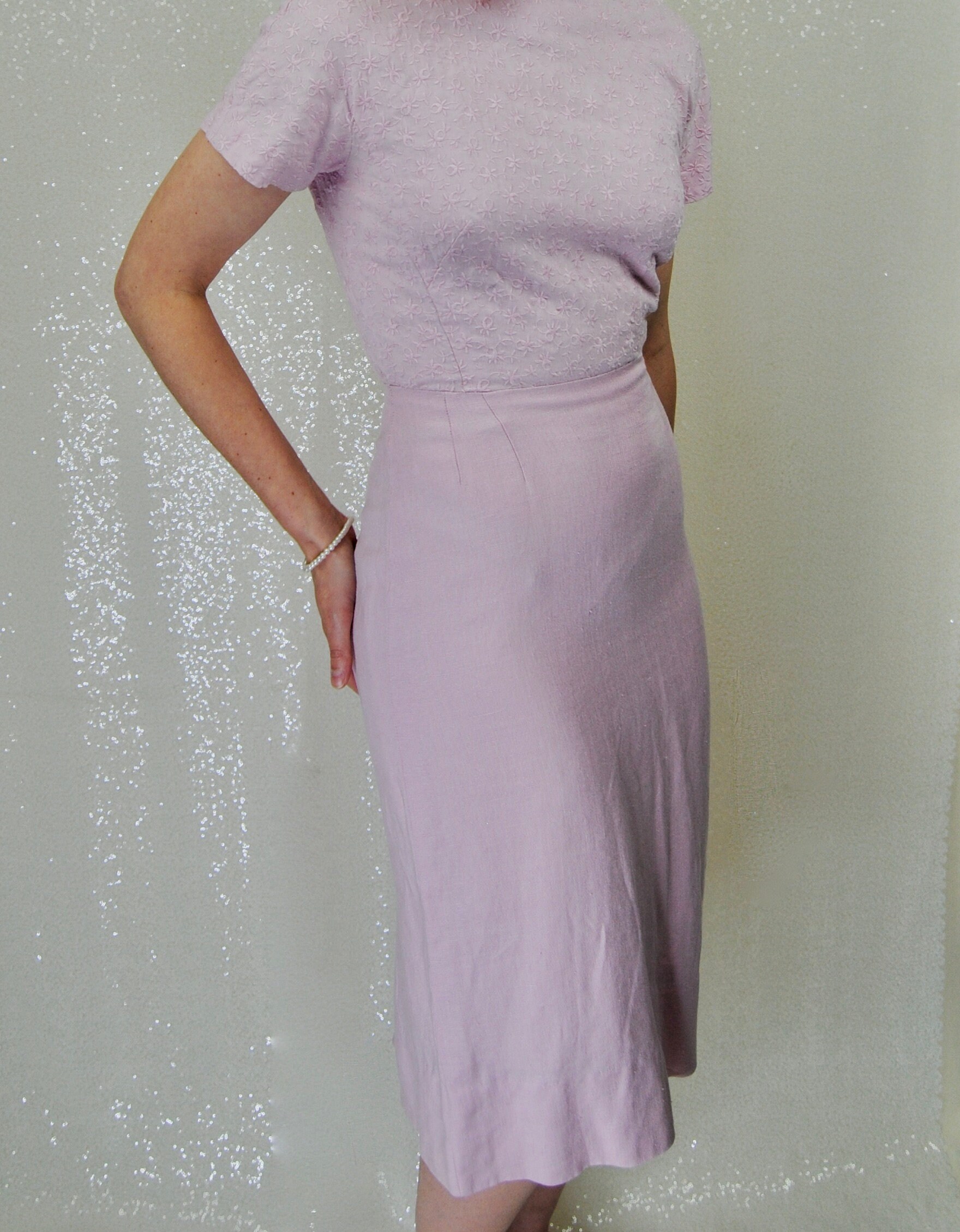 1940s Pastel Lavender Pink Linen Day Dress XS to S - Etsy
